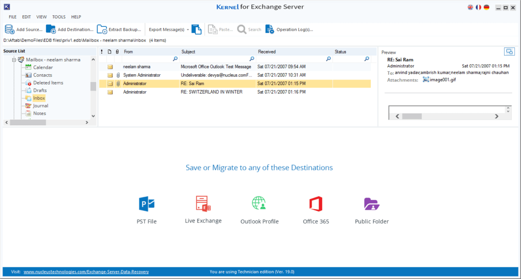 Exporting Exchange 2016 mailboxes from database to Outlook PST using Shell cmdlets