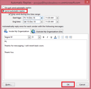 How to Set up an Out of Office Reply in Outlook 2016, 2013 and 2010?