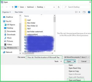 Fix Microsoft Word File Cannot be Opened Error?